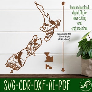 3 New Zealand Outline Designs SVG Laser Cut File, Wall Decor. Kiwiana ...