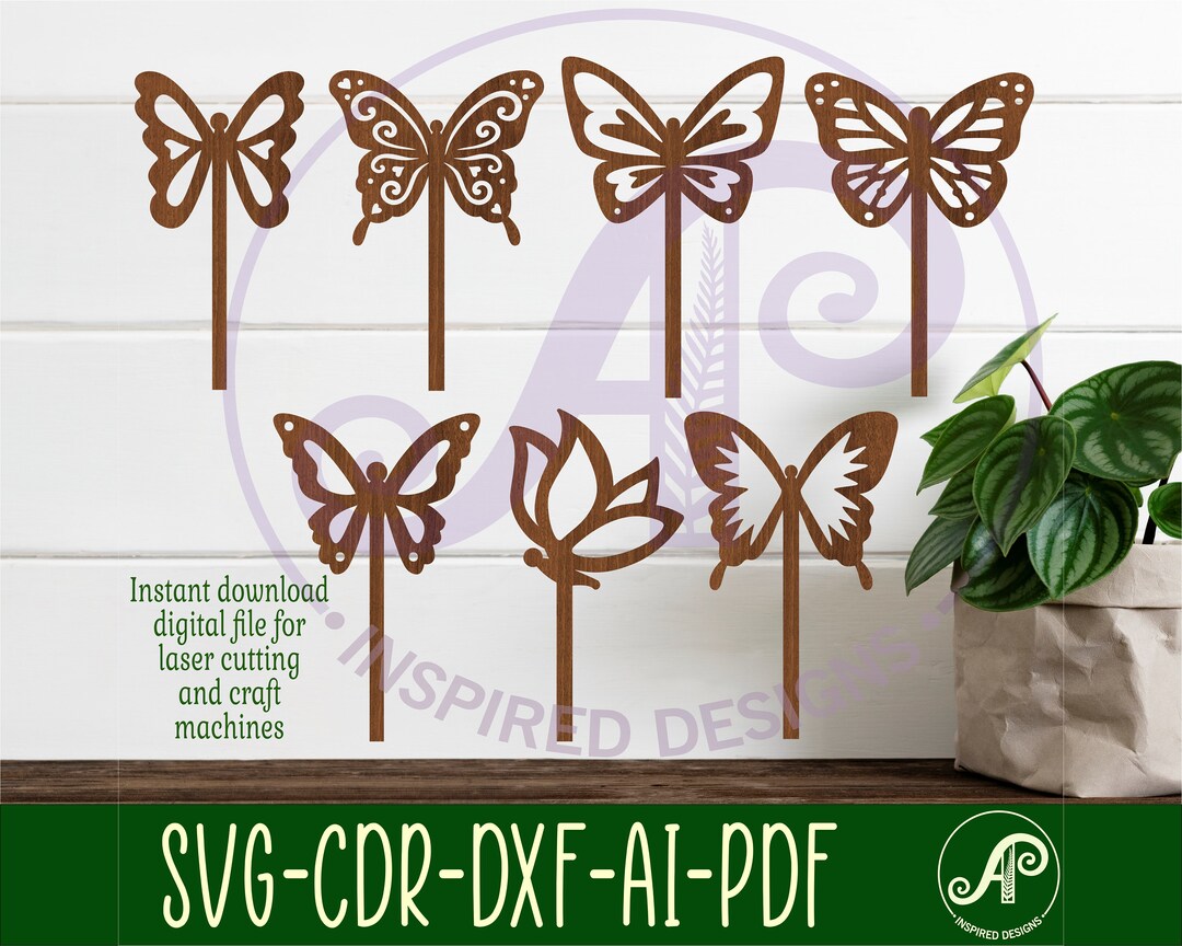 Butterfly Toppers, 6 Designs SVG Laser Cut, Instant Download Pdf, Dxf ...