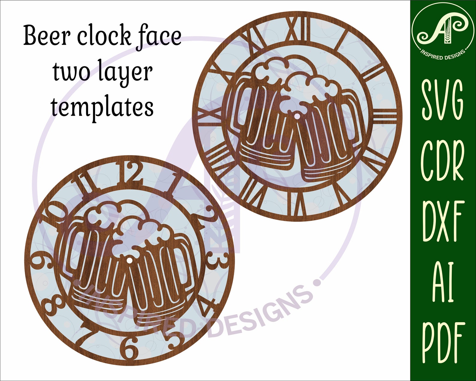 Beer Wall Clock Laser Cut Files, SVG File. Vector File Ai, Cdr, Dxf ...