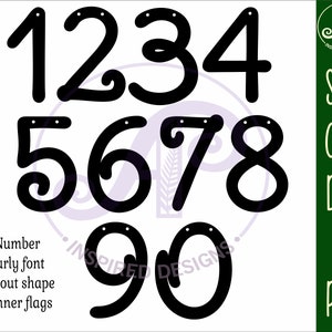 Number Curly Font Bunting Banner Flags SVG Laser Cut, Instant Download ...