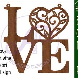 Love With Vine Heart Wall Sign, SVG File. Vector File Ai, Cdr, Dxf ...