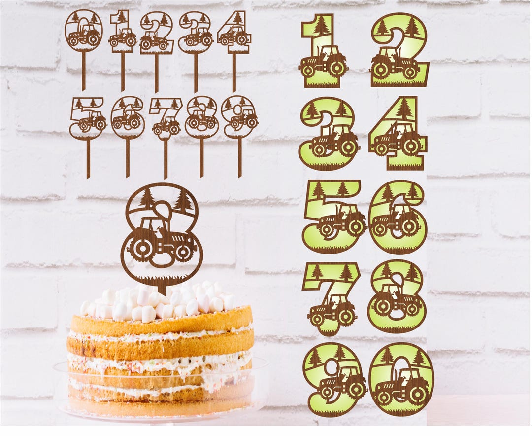 Tractor Numbers Set for Wall and Cake Toppers. SVG File Vector File Ai ...