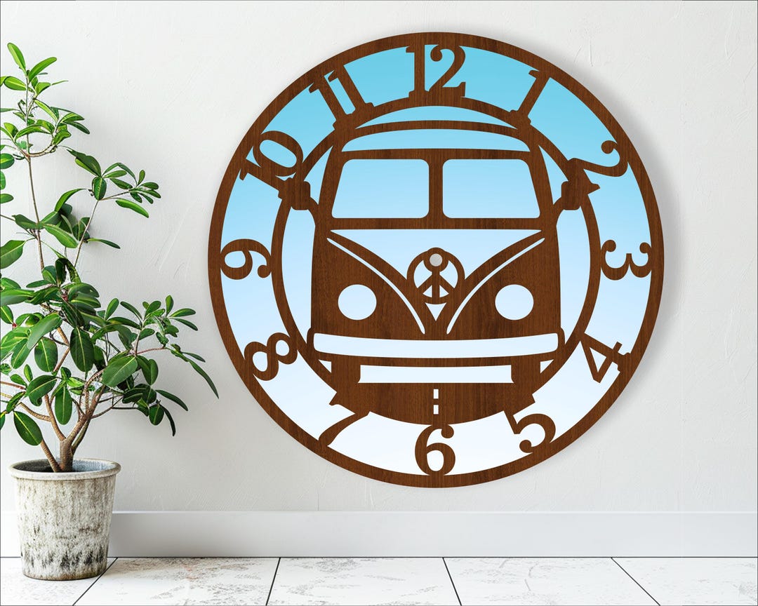 Peace Van Wall Clock Laser Cut Files, SVG File. Vector File Ai, Cdr ...
