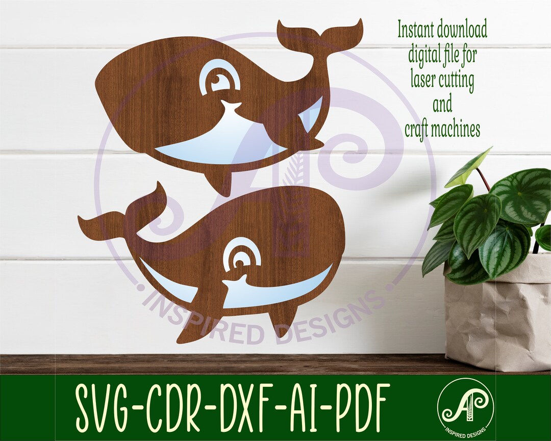 Whale Cut Outs Laser Cut File, Shapes. Vector File SVG, Ai, Cdr, Dxf ...