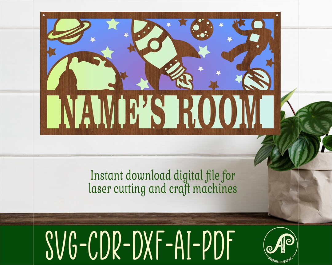 Space Scene 3 Layer Name Sign SVG, Underwater Décor Themed Wall Art ...