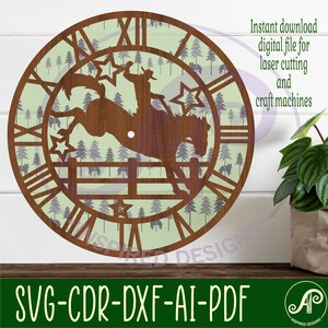 Rodeo Wall Clock Laser Cut Files, SVG File. Vector File Ai, Cdr, Dxf ...