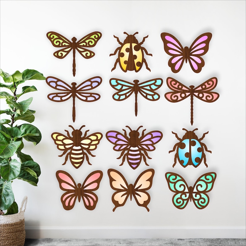 Dragonfly & Butterfly Laser Cut Files: 12 SVG Vector Shapes (digital ...