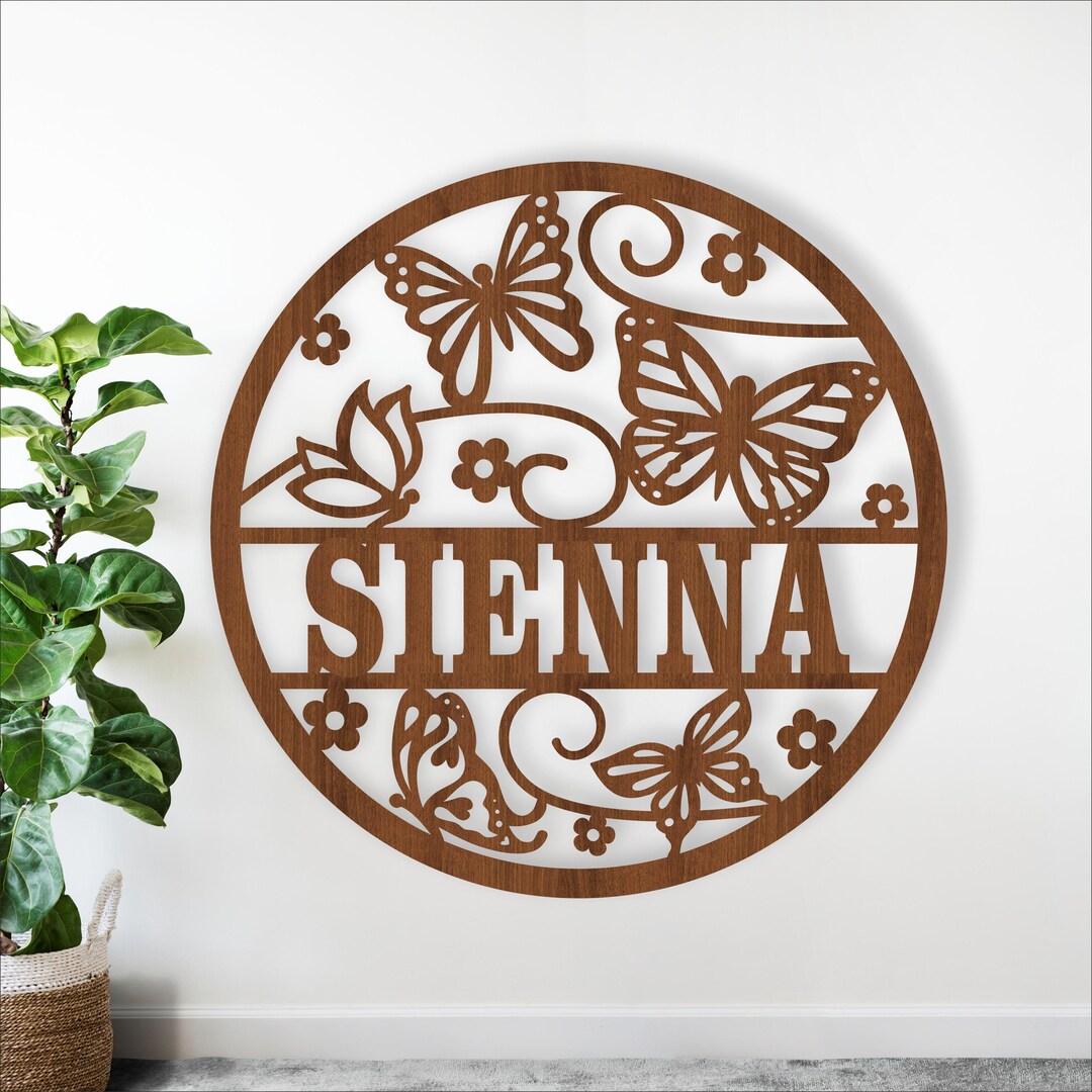 Butterfly Name Sign SVG Laser Cut Personalized Butterflies Home Decor ...