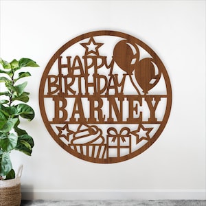 Happy Birthday Name Sign Laser Cut Personalized Template (digital ...