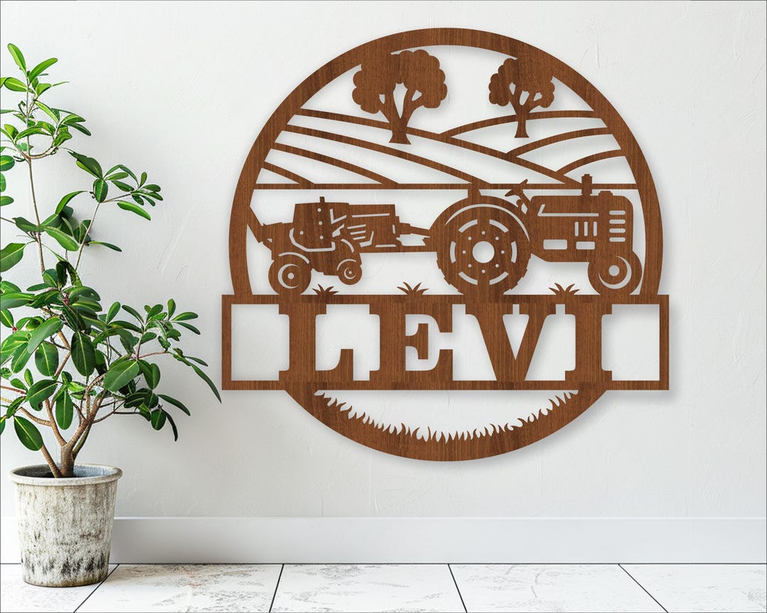 Hay Baler and Old Tractor Farm Scene Name Sign SVG, Wall Art Hanger ...