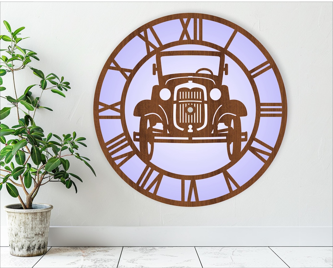Vintage Car Wall Clock Laser Cut Files, SVG File. Vector File Ai, Cdr ...