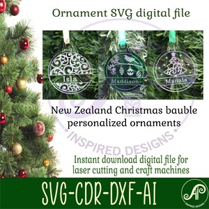 New Zealand, Kiwiana Christmas Ornaments, 5 Cute Designs SVG Laser Cut ...