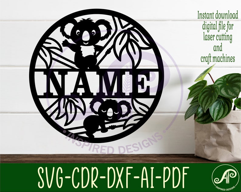 Koala Name Sign: Nature Themed Laser Cut Template (digital Download) - Etsy