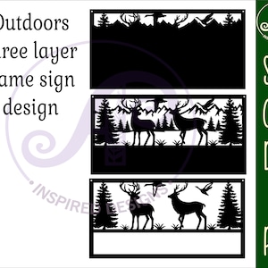 Outdoors Scene 3 Layer Name Sign SVG, Hunting Décor Themed Wall Art ...