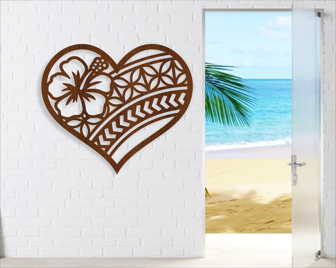 Polynesian Heart Wall Art - Laser Cut Pacific Design Home Decor ...