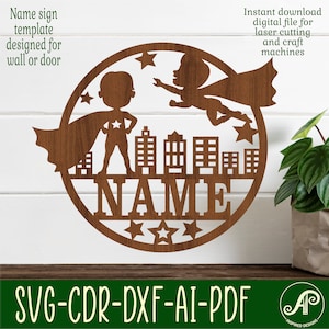 Hero Boy Name Sign, SVG, Hero Themed Door or Wall Hanger, Laser Cut ...