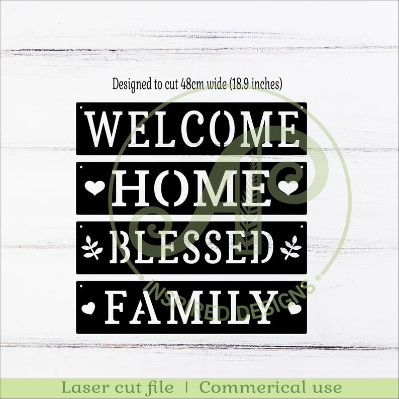 Word Sign Bundle - Welcome Home Blessed Family Love Faith Laser Cut ...