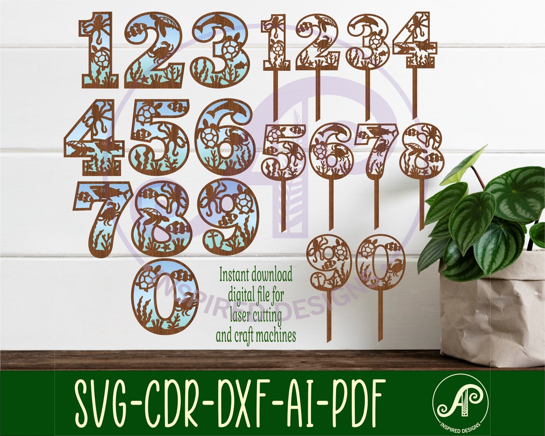 Ocean Numbers Set for Wall and Cake Toppers. SVG File Vector File Ai ...