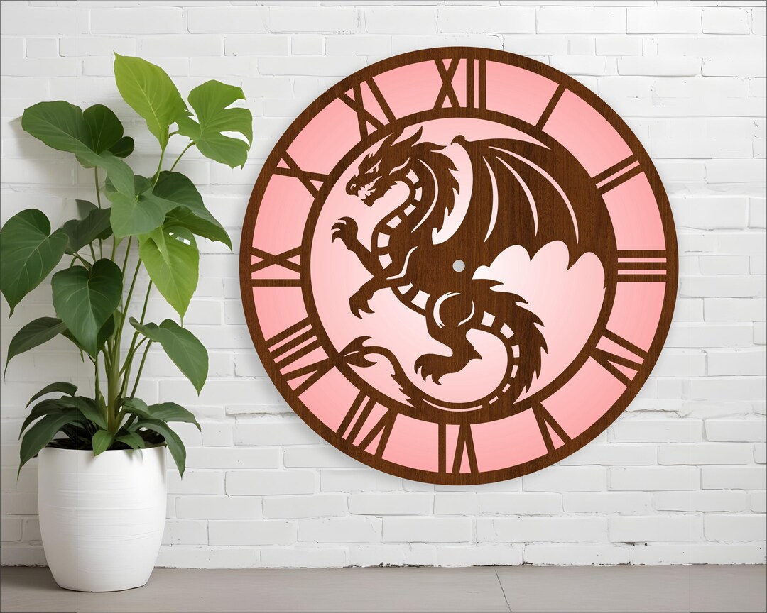 Dragon Wall Clock Laser Cut Files, SVG File. Vector File Ai, Cdr, Dxf ...