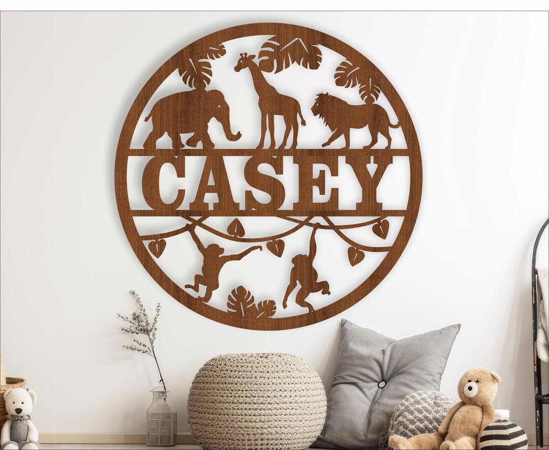 Wild Animals Name Sign, SVG, Animal Themed Door or Wall Hanger, Laser ...