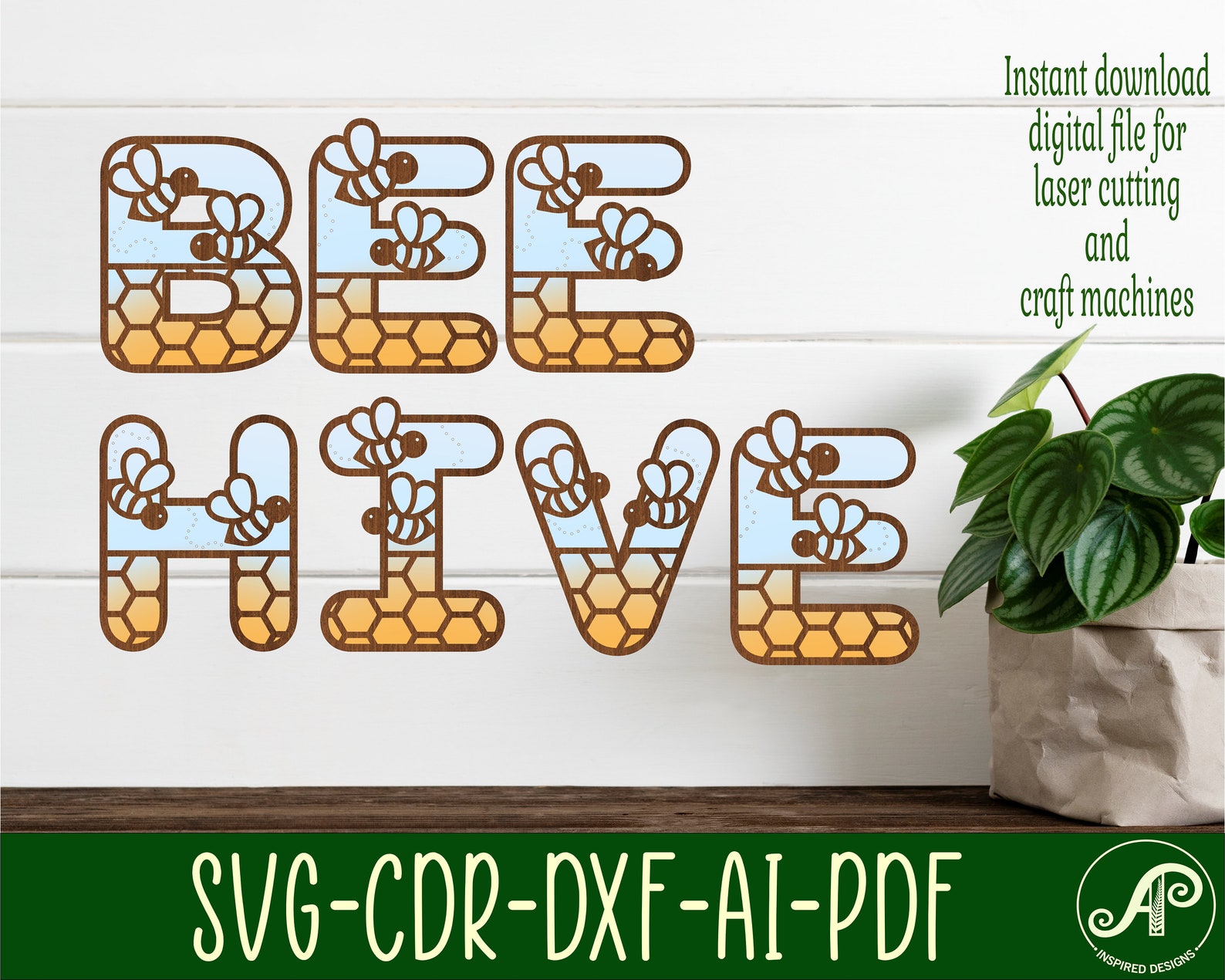 Bee Hive Alphabet SVG: Layered Letters, Laser Cut Files (digital ...