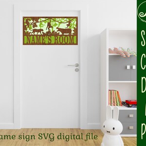 Jungle Scene 3 Layer Name Sign SVG, Animal Décor Themed Door or Wall ...