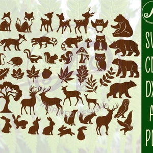 Woodland animals SVG bundle. 38 designs, Vector files, laser cut file ...