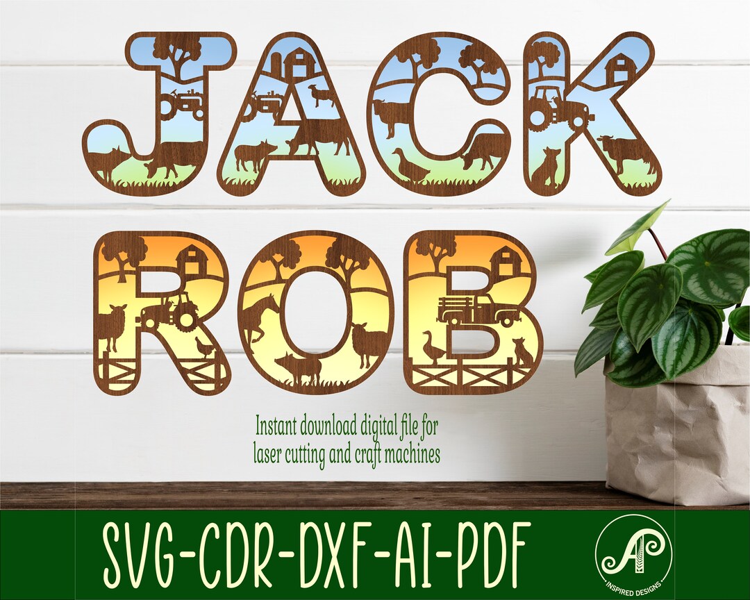 Farm Alphabet Set. 2 Layer Letters SVG 47 Letters Vector File Ai, Cdr ...