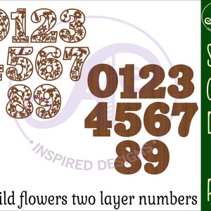 Wild Flowers Numbers Set for Wall and Cake Toppers. SVG File Vector ...