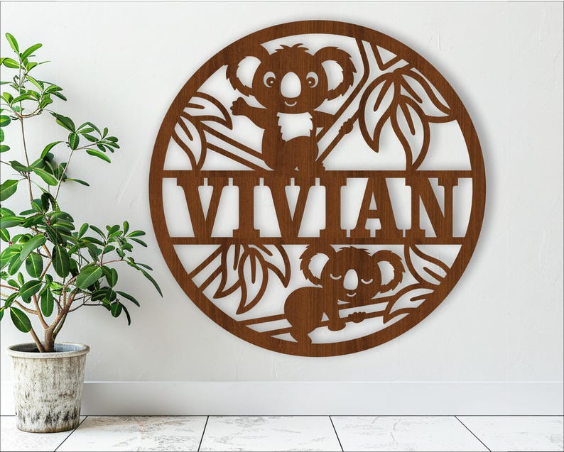 Koala Name Sign: Nature Themed Laser Cut Template (digital Download) - Etsy