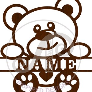 Teddy Bear Name Sign SVG - Laser Cut Personalized Animal Nursery Decor ...