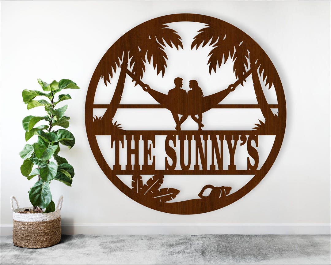 Couple in Hammock at Beach Name Sign, SVG, Beach Themed Door or Wall ...
