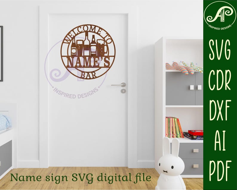 Personalized Bar Sign SVG: Laser Cut Alcohol Theme Wall Hanger (digital ...