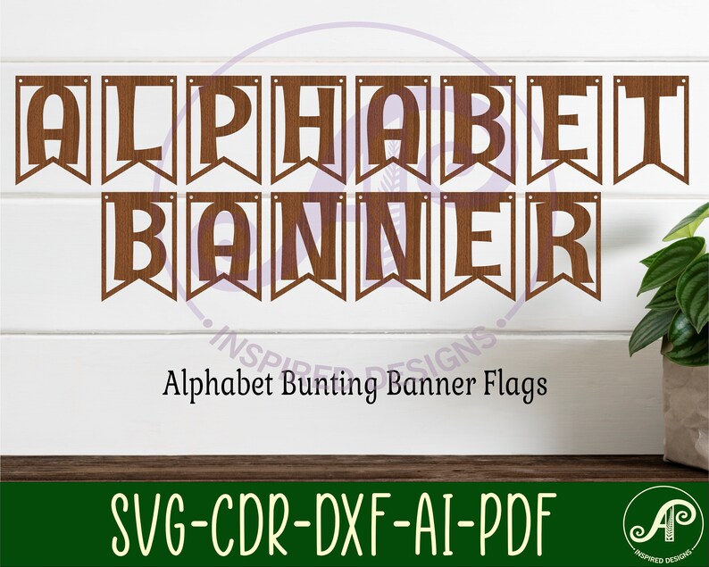 Alphabet Bunting Banner Flags SVG Laser Cut Template (digital Download ...