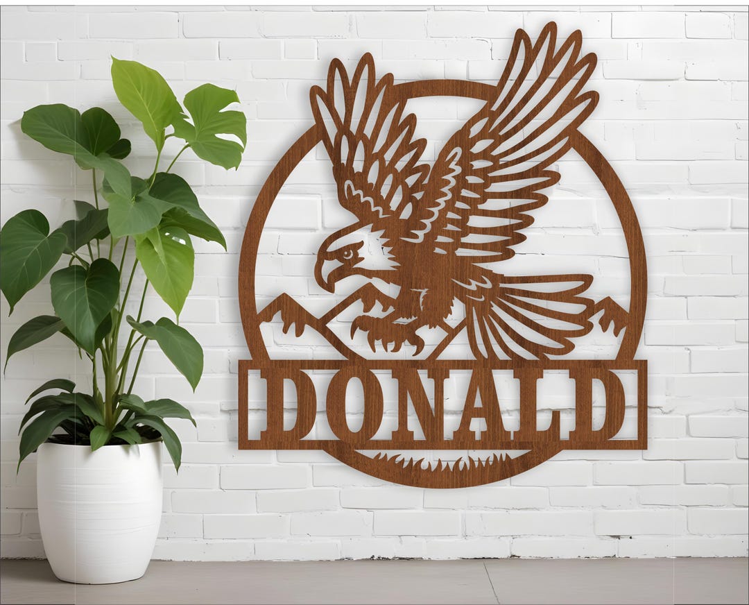 Eagle Name Sign SVG, Bird Wall Art Hanger, Laser Cut Template, Instant ...