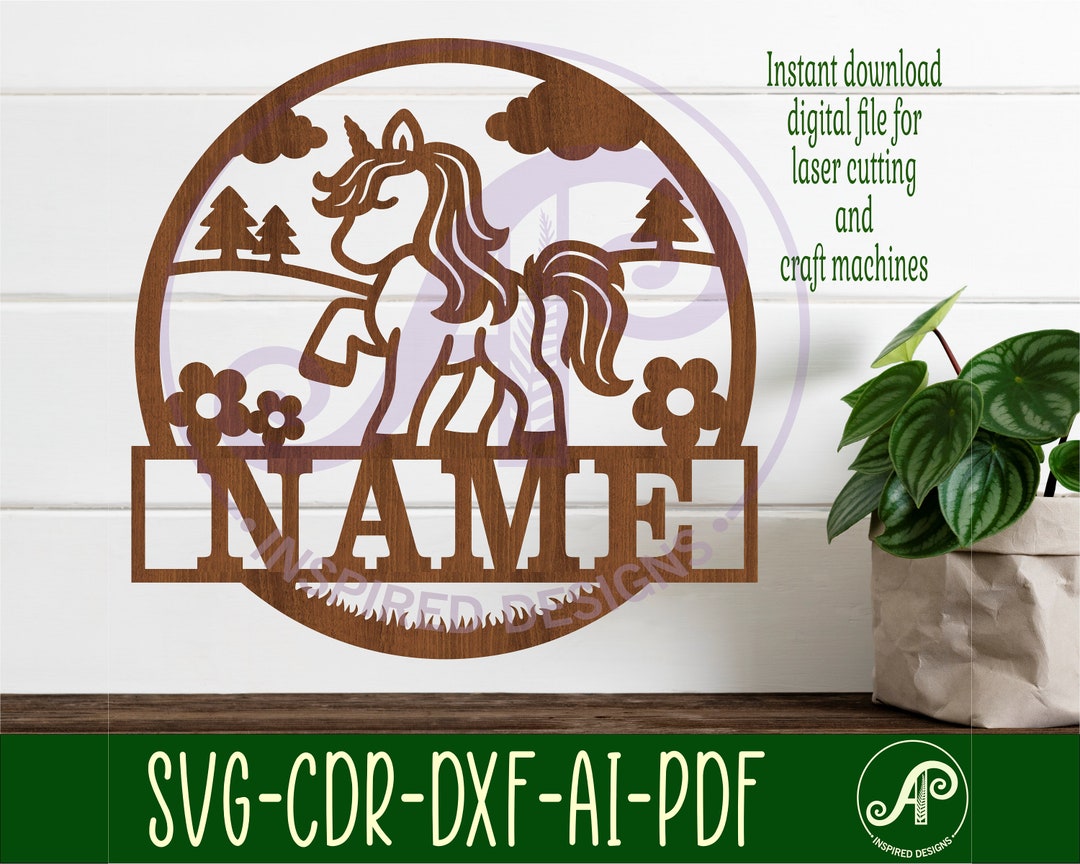 Unicorn Name Sign, SVG, Fantasy Themed Nursery Decor, Laser Cut ...