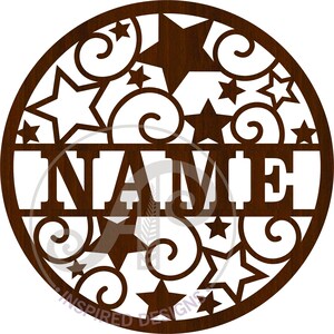 Star and Swirl Name Sign, SVG, Pattern Themed Door or Wall Hanger ...