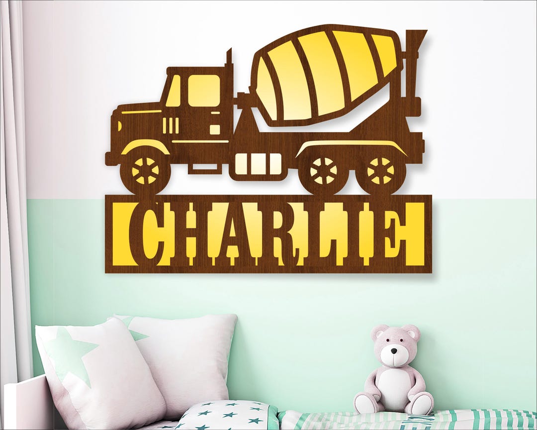 Cement Truck Name Sign, SVG, Construction Vehicle Wall Hanger, Laser ...