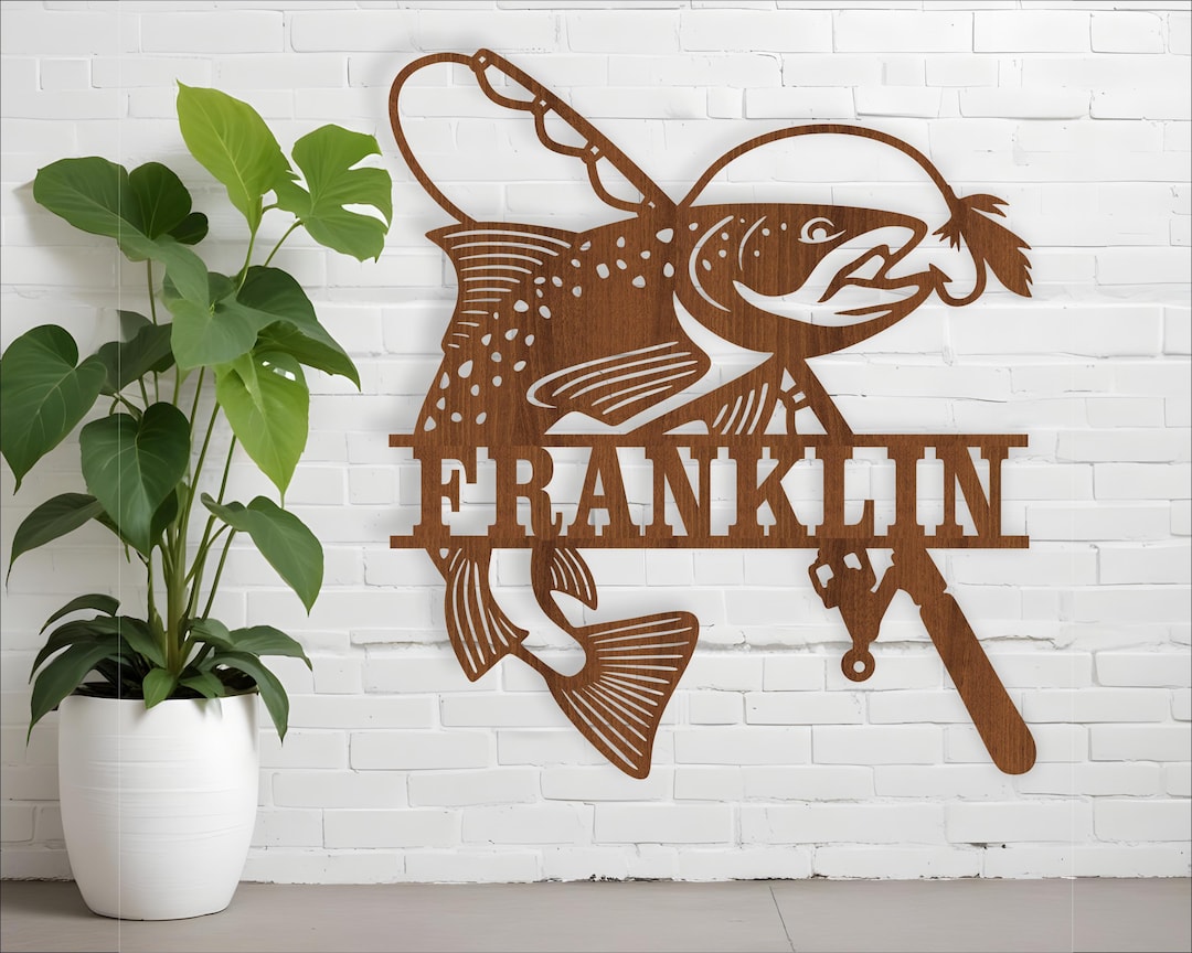 Fly Fishing Name Sign SVG Laser Cut Template, Door or Wall Hanger ...