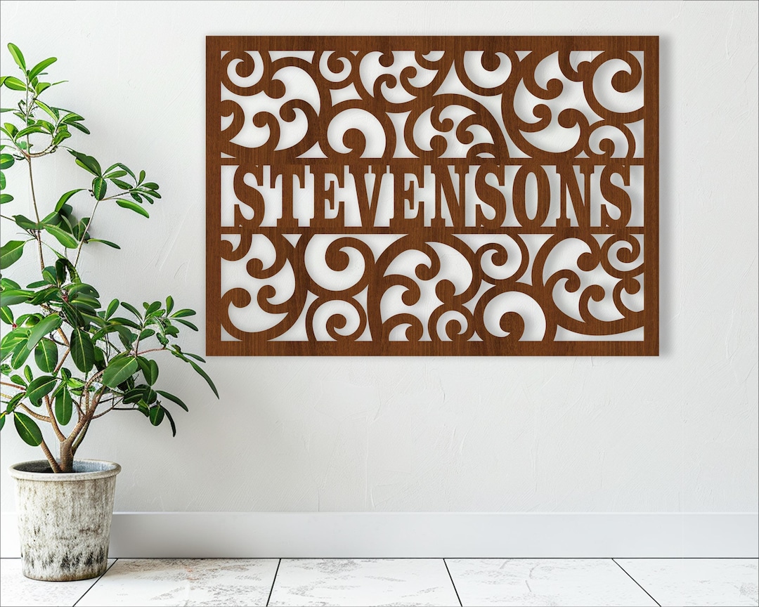 Swirls Korus Name Sign: Laser Cut Template (digital Download) - Etsy