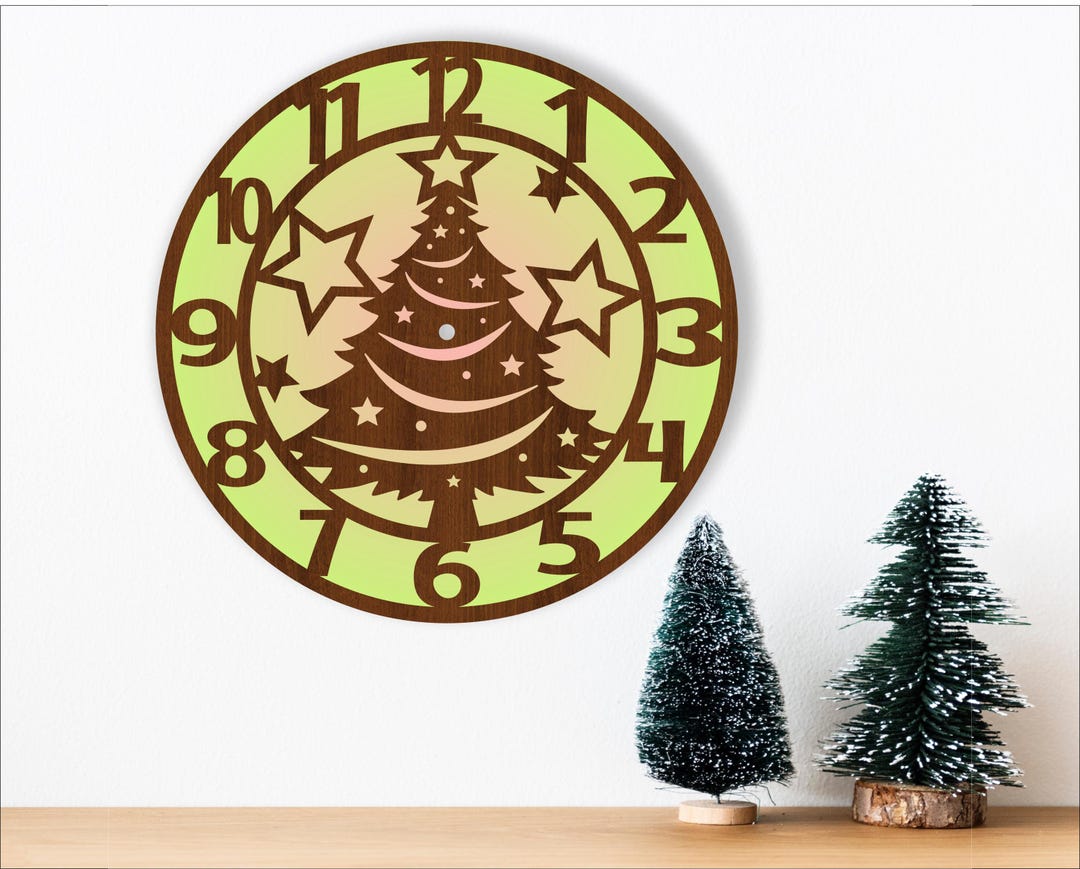 Christmas Tree Wall Clock Laser Cut SVG Template. (digital Download) - Etsy