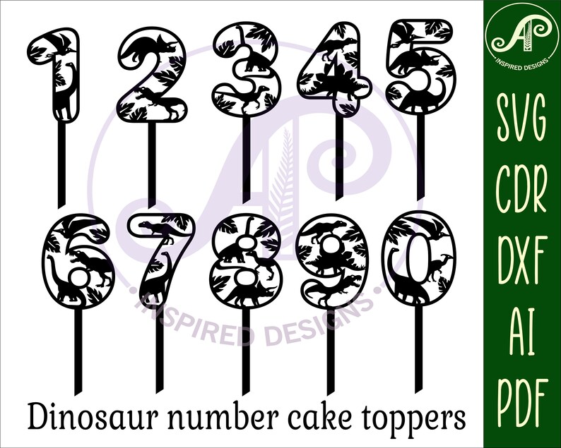 Dinosaur Numbers SVG: Cake Topper & Wall Decor (digital Download ...