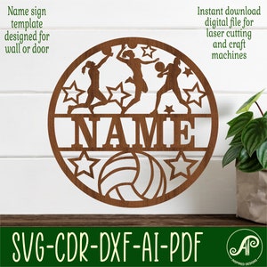 Volleyball Name Sign: Laser Cut Sports Decor (digital Download) - Etsy