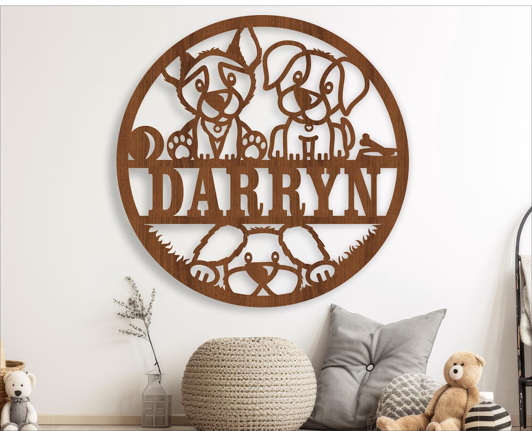 Dog Name Sign, Laser Cut File, Pet Personalized Wall Decor (digital ...