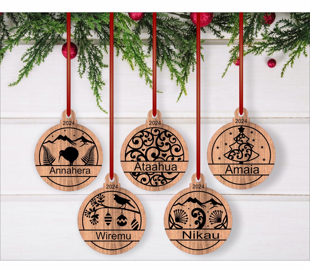 New Zealand, Kiwiana Christmas Ornaments, 5 Cute Designs SVG Laser Cut ...