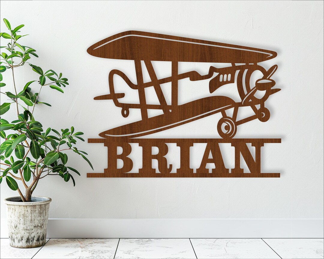Vintage Airplane Name Sign: Laser Cut Template (digital Download) - Etsy