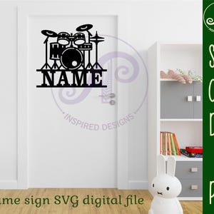 Drum Kit Name Sign Laser Cut, Music Room Decor (SVG Digital Download ...