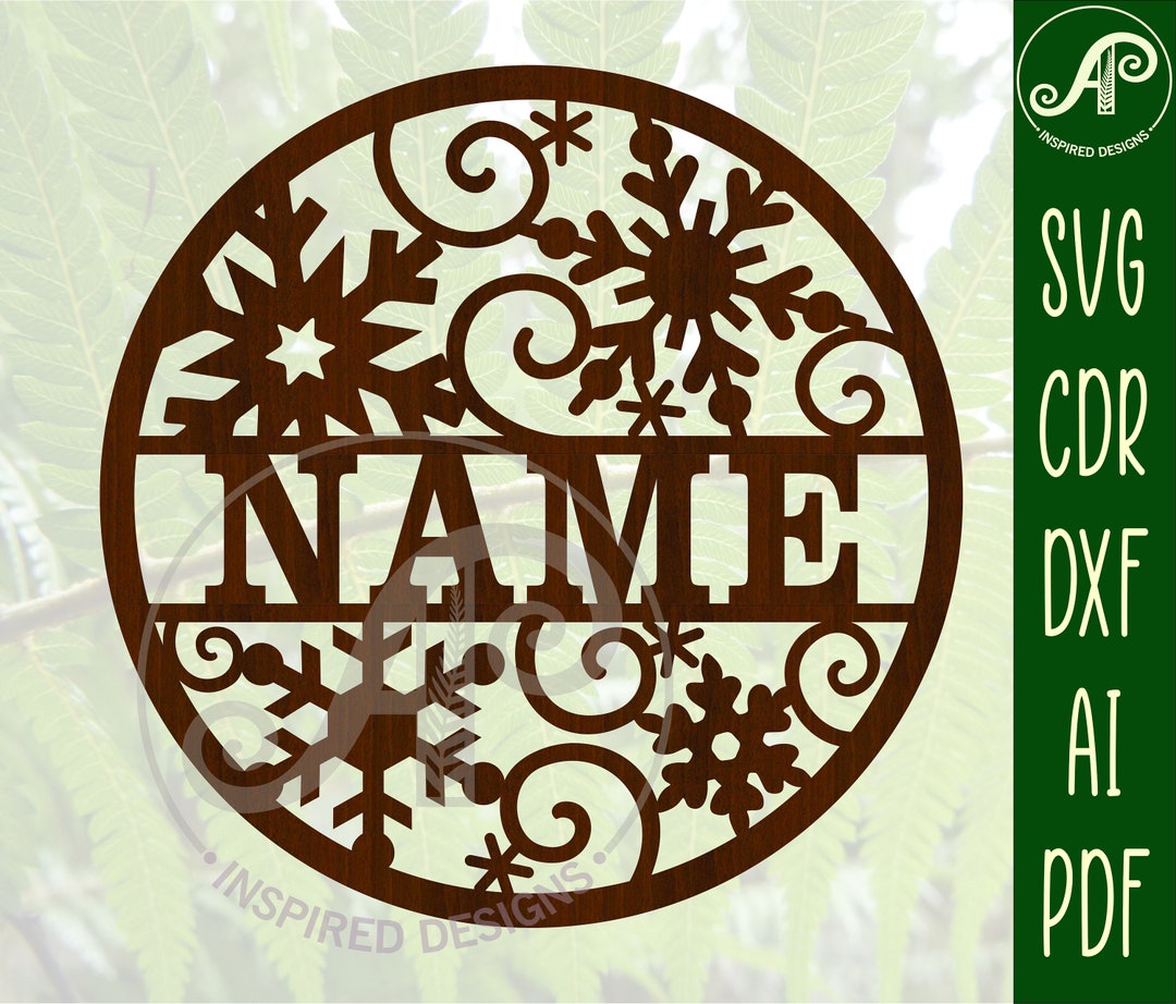 Snowflakes Name Sign SVG Nature Themed Door or Wall Hanger - Etsy