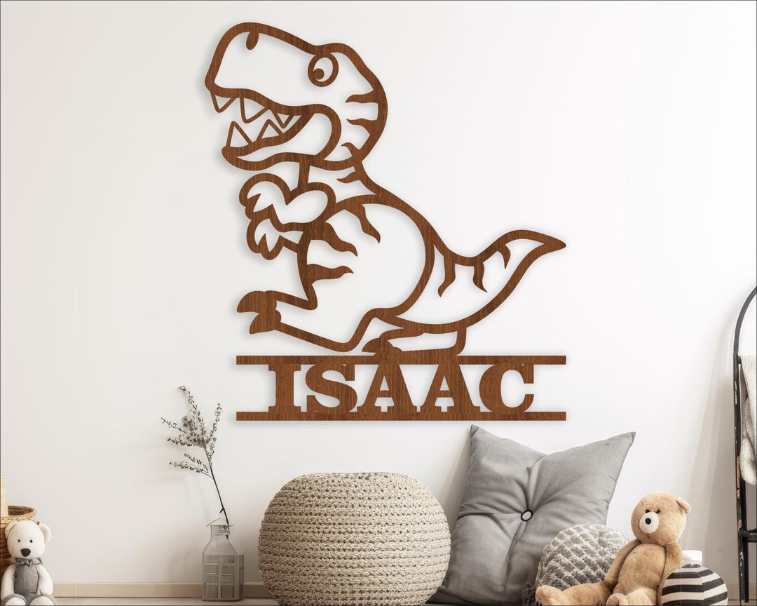 T Rex Name Sign, SVG, Cute Dinosaur Themed Door or Wall Hanger, Laser ...