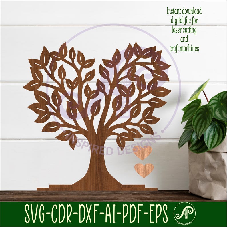 Family Tree Heart Shape Stand SVG Laser Cut Name Tree Design - Etsy
